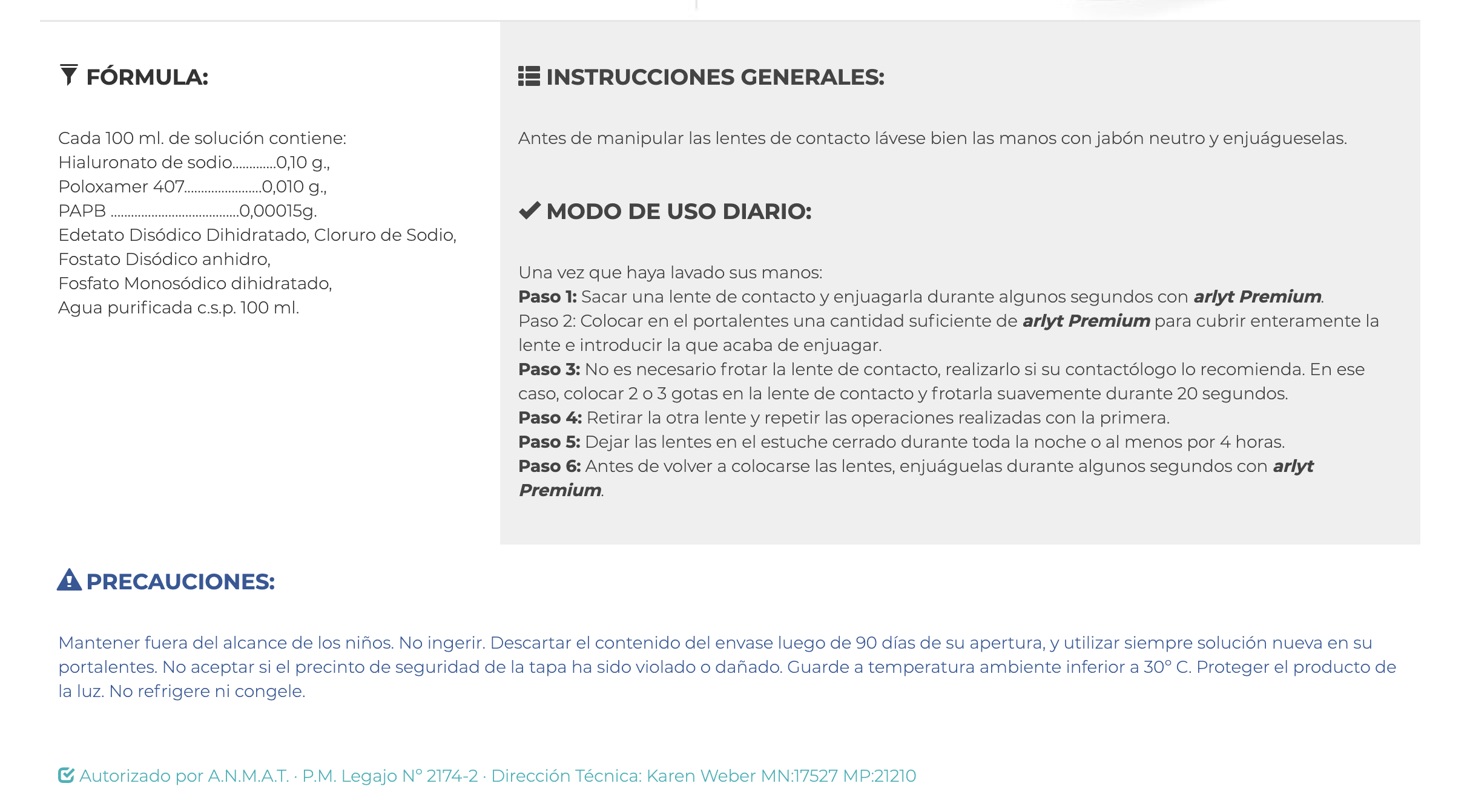 ARLYT® PREMIUM Solución estéril e isotónica - VISION CARE ...